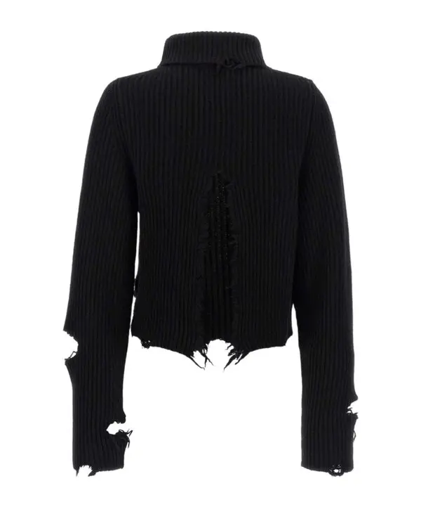 HAIKURE Lover Distressed Cropped Knitted Sweater