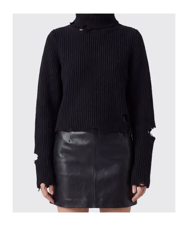 HAIKURE Lover Distressed Cropped Knitted Sweater