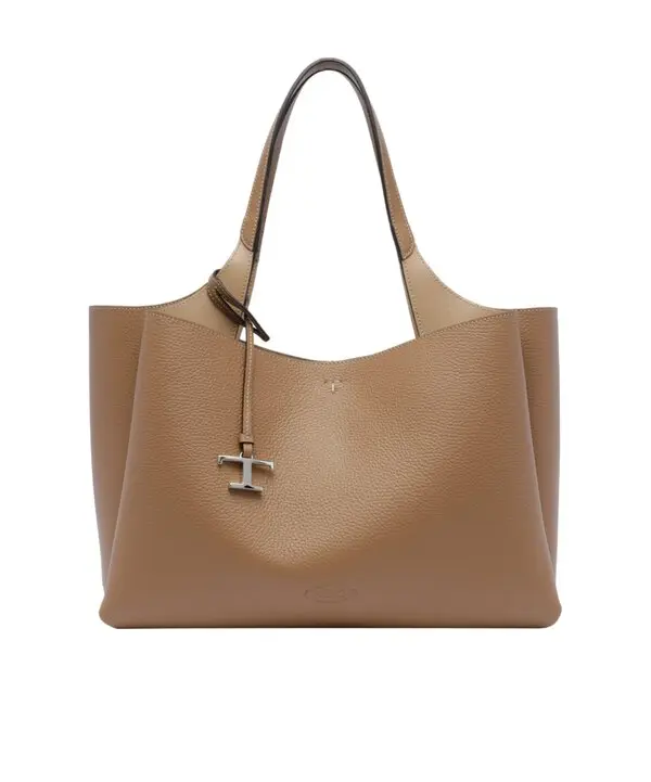 TOD'S T Timeless Logo Plaque Medium Tote Bag - Brown