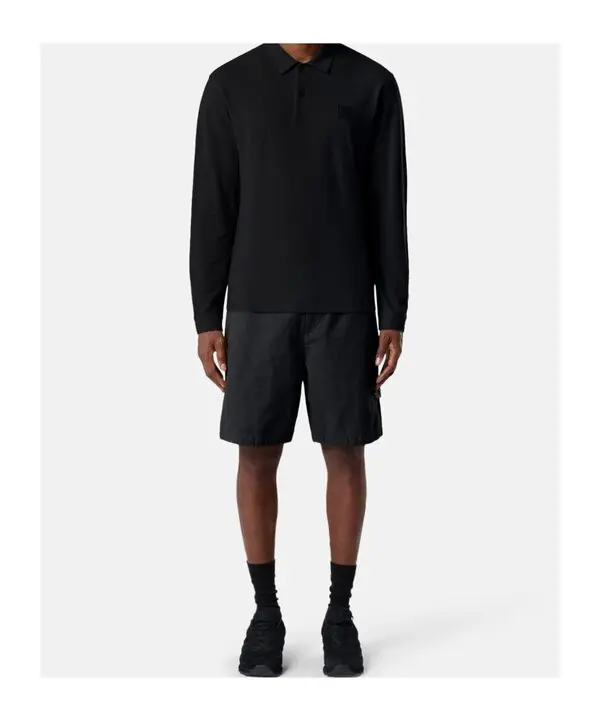 Stone Island Slim-fit Long-sleeve Polo With Tonal Compass Patch