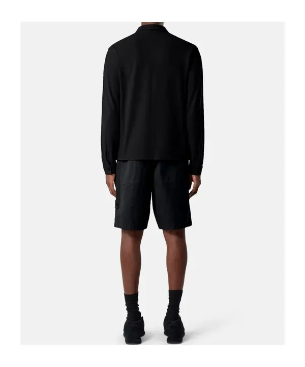 Stone Island Slim-fit Long-sleeve Polo With Tonal Compass Patch