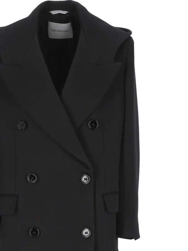 Balenciaga Maxi Hooded Double-breasted Coat