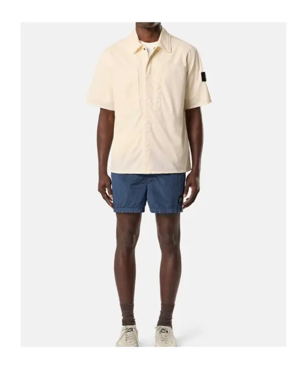 Stone Island Comfort-fit Short-sleeve Shirt With Chest Pockets - Ivory