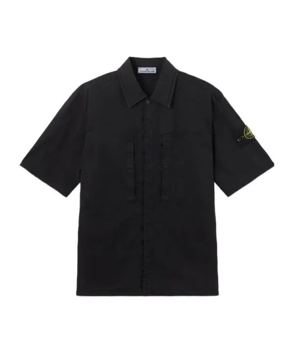 Stone Island Comfort-fit Short-sleeve Shirt With Chest Pockets - Black