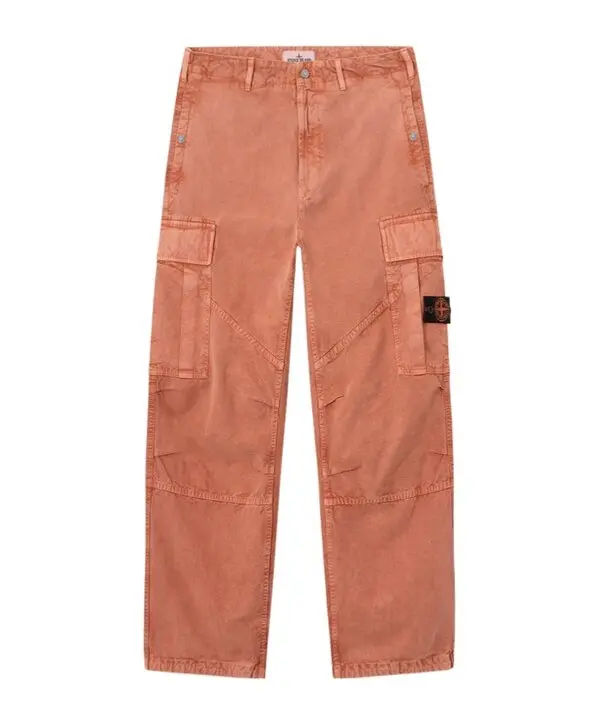 Stone Island Loose-fit Cargo Trousers With Drawstring Cuffs - Brick Red