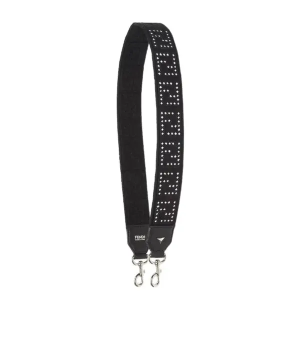 Fendi Fabric Shoulder Strap With Ff Motif And Micro-diamond Lenses - Black