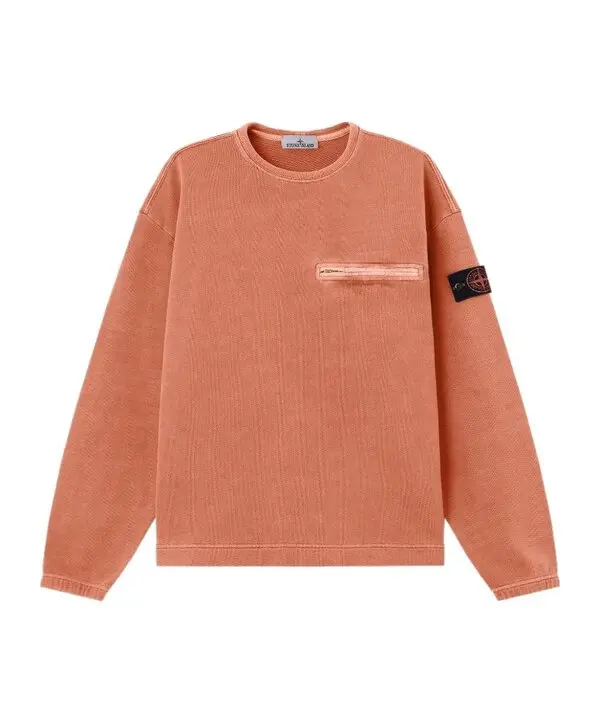 Stone Island Oversized-fit Crewneck Sweatshirt With Chest Pocket - Brick Red