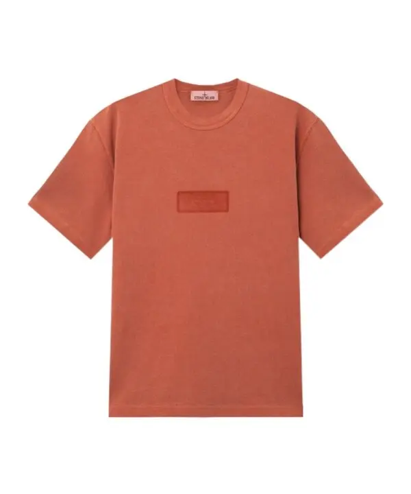 Stone Island Regular-fit T-shirt With Rectangular Print - Brick Red