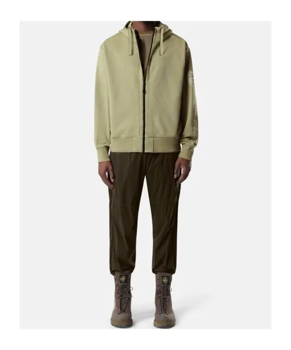 Stone Island Oversized-fit Zip-up Sweatshirt With 'vertical Placement' Print