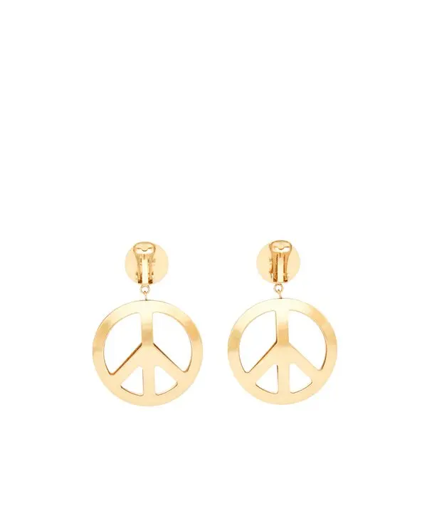Moschino Peace Sign Pendant Earrings - Yellow