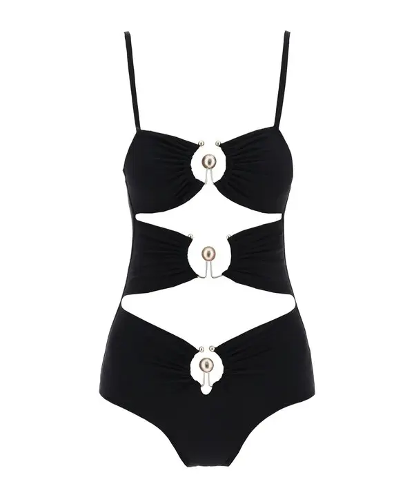 Christopher Esber Square Neck Cut-out Swimsuit - Black