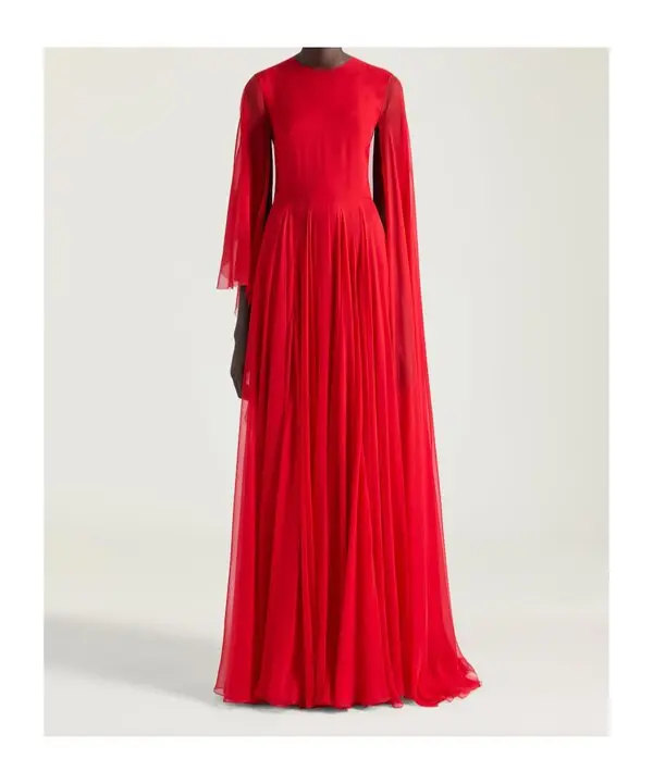 Givenchy Draped Evening Dress In Chiffon With Cape