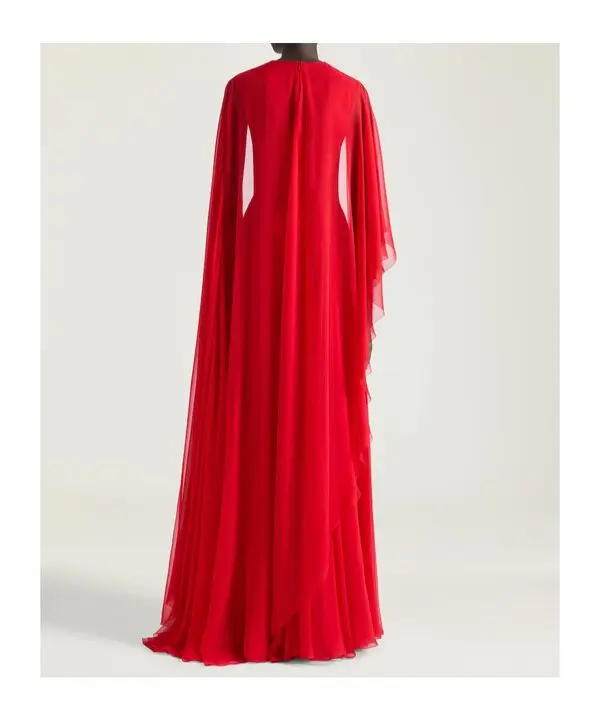 Givenchy Draped Evening Dress In Chiffon With Cape