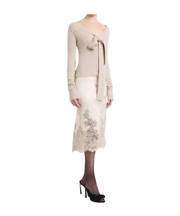 Ermanno Scervino Pure Cashmere Cardigan With Front Bow Detail