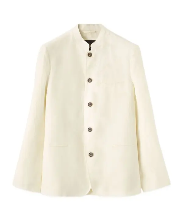 Loro Piana Long Sleeve Stand Collar Jacket - White