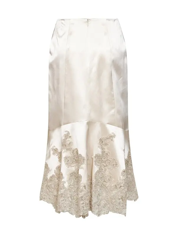 Ermanno Scervino Lace Trim Silk Satin Pencil Skirt - No