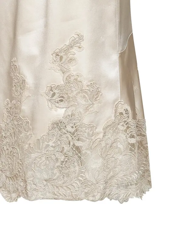 Ermanno Scervino Lace Trim Silk Satin Pencil Skirt