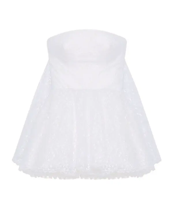 Givenchy Bustier Cape Back Dress In Lace - White