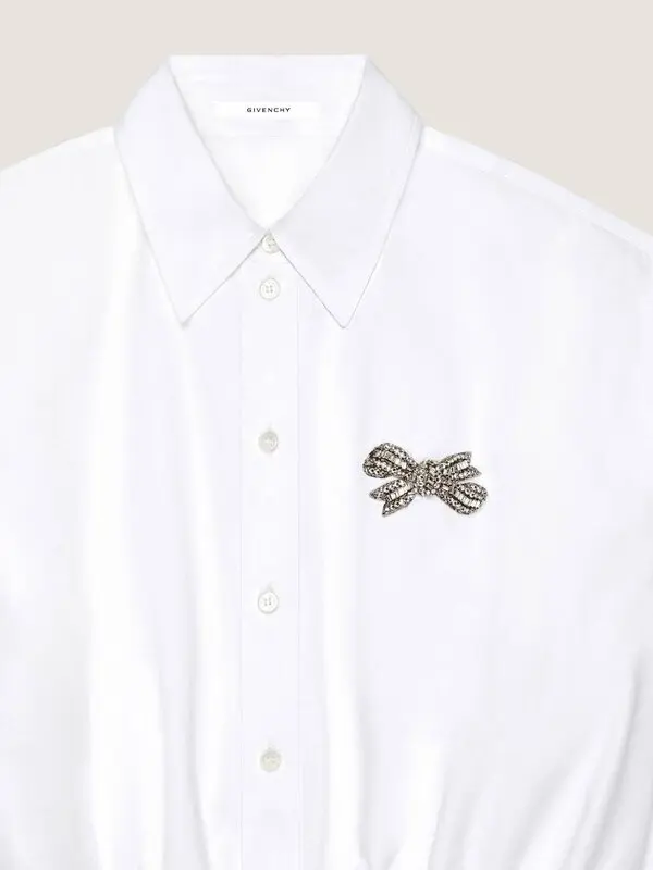 Givenchy Cropped Shirt In Poplin With Embroidered Bow