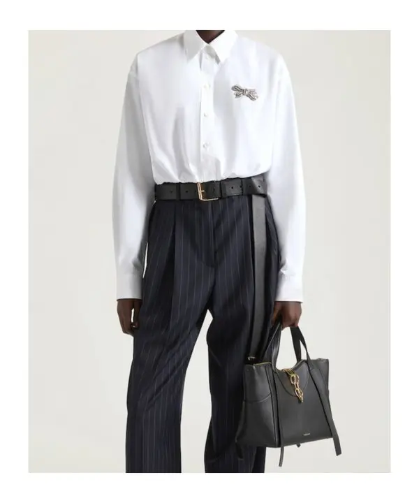 Givenchy Cropped Shirt In Poplin With Embroidered Bow