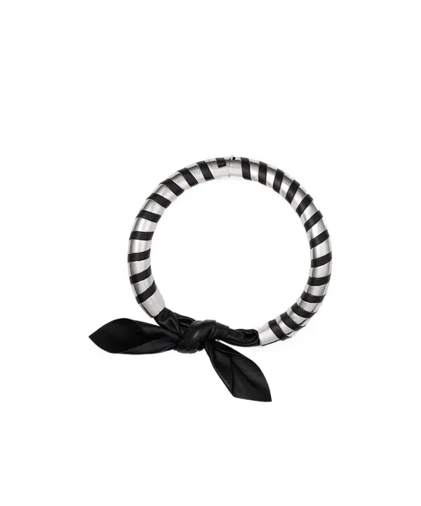 Givenchy Chain Bow Torque Necklace In Metal And Leather