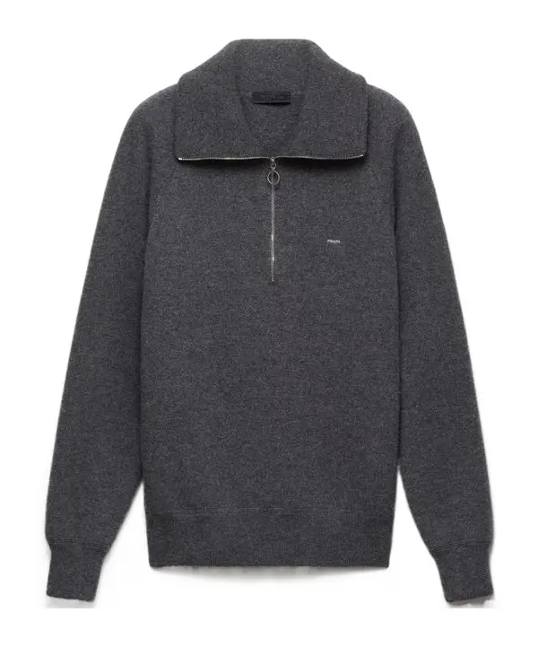 Prada Wool And Cashmere Polo Sweater - Slate Ash