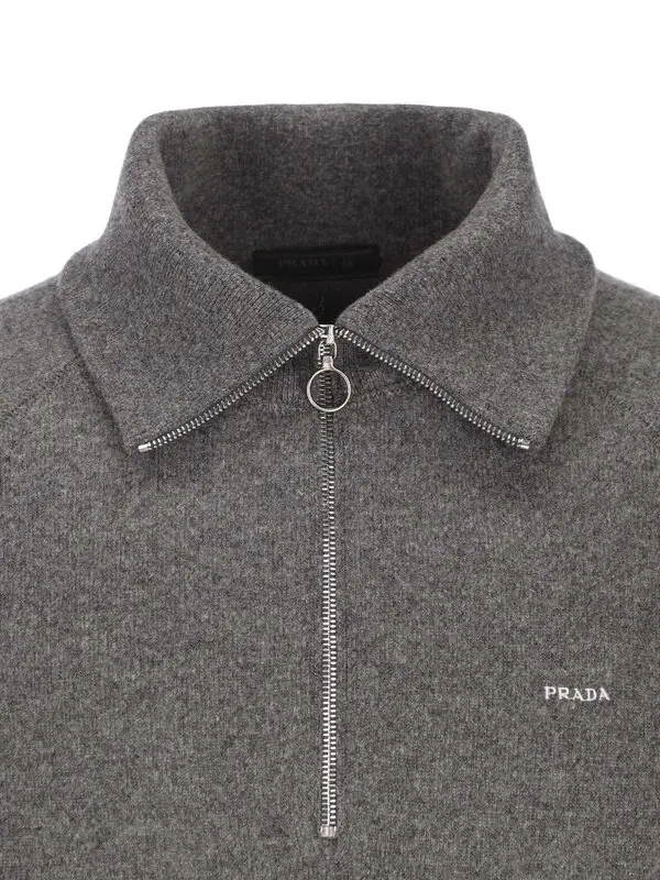 Prada Half-zip Polo - Slate Grey