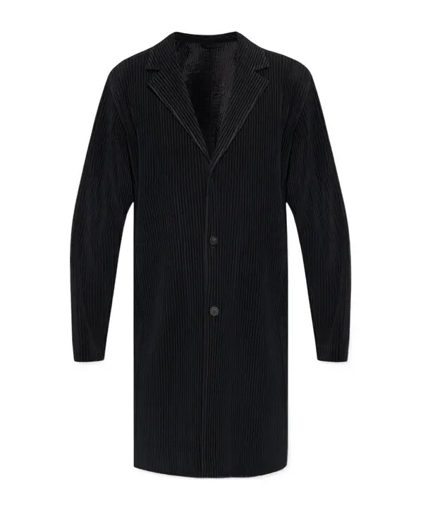 Issey Miyake Plissé Single-breasted Coat - Black
