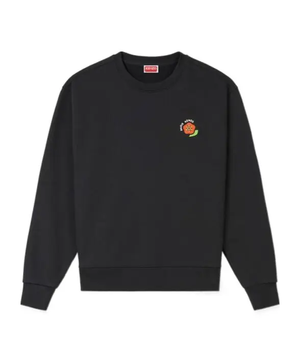 Kenzo Embroidered Floral Monogram Crewneck Sweatshirt - Black