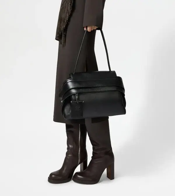 TOD'S Wave Logo Embossed Shoulder Bag