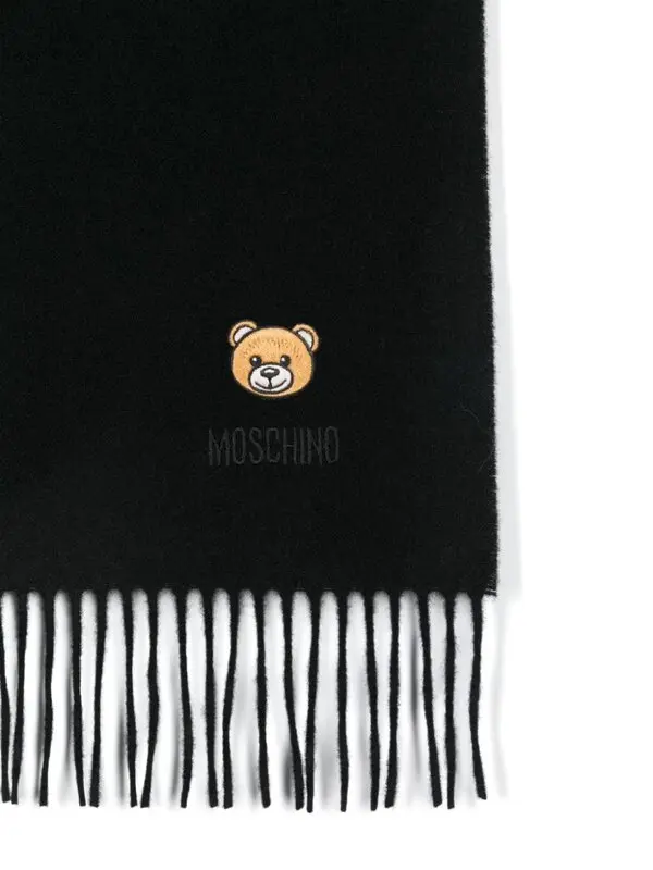 Moschino Teddy Logo Fringed Scarf