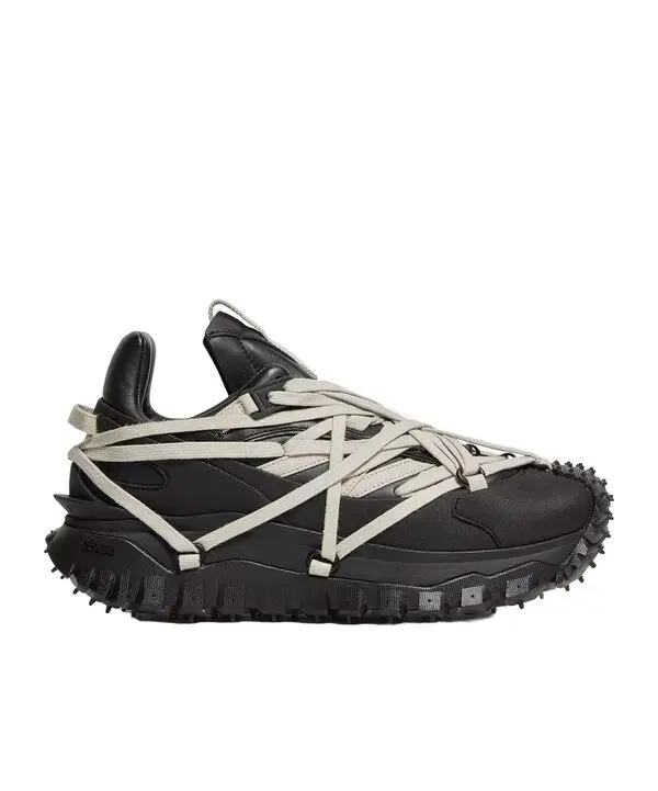 Moncler Rick Owens Trailgrip Megalace Leather Sneakers - Black