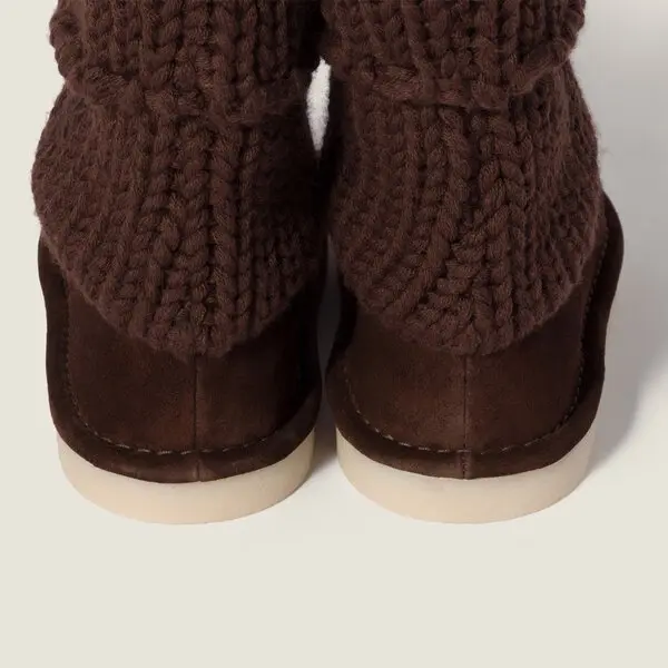 Miu Miu Suede And Knit Ankle Boots
