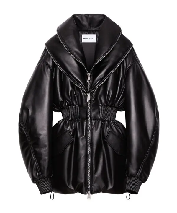 Givenchy Hourglass Leather Bomber Jacket - Black