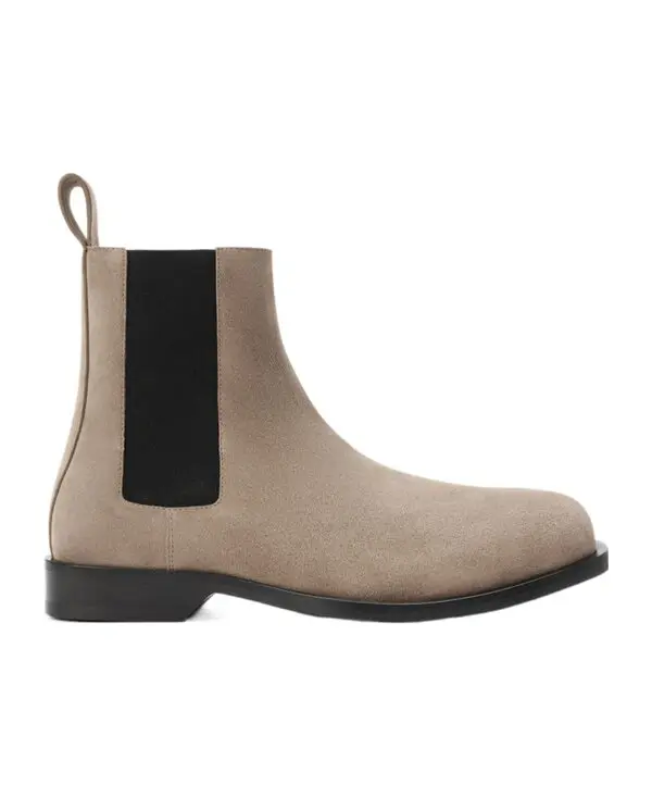 Loewe Bobine Chelsea Bootie In Suede Calfskin - Hazelnut