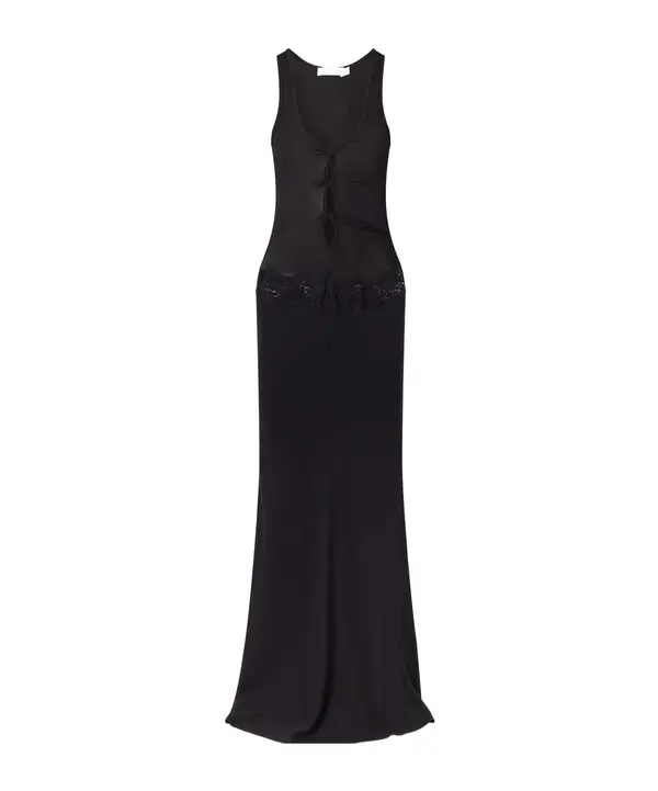 Christopher Esber Verner Cut-out Ribbed-detail Lace-trimmed Jersey Midi Dress - Black