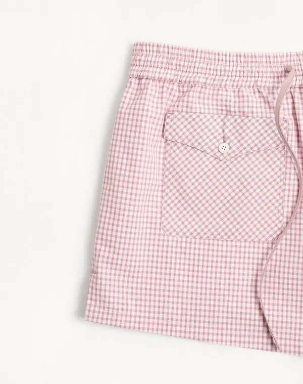 Valentino Garavani Plaid Shorts With V Logo Detail - Pink