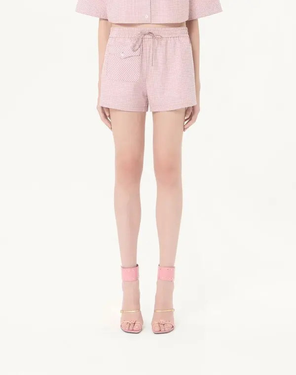 Valentino Garavani Plaid Shorts With V Logo Detail - Pink