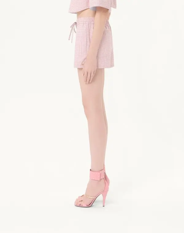 Valentino Garavani Plaid Shorts With V Logo Detail - Pink