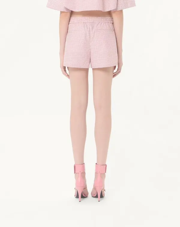 Valentino Garavani Plaid Shorts With V Logo Detail - Pink