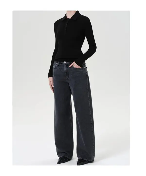AGOLDE Collared Long-sleeve Top
