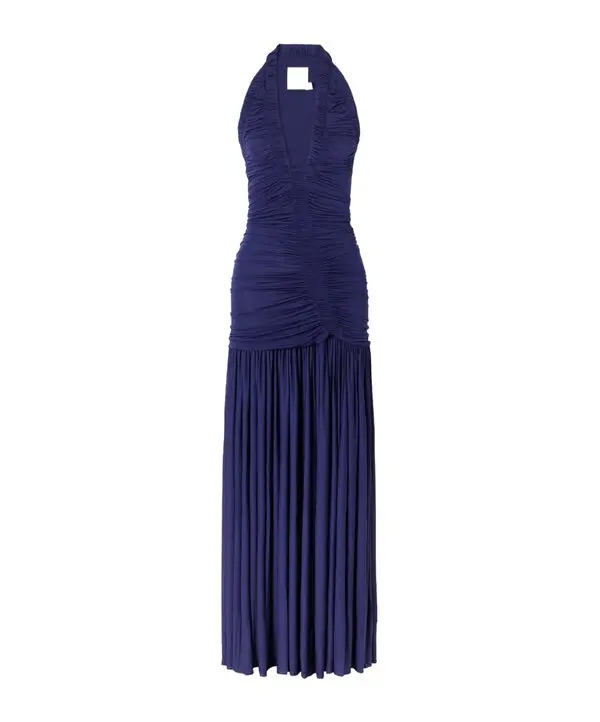 Christopher Esber Orion Ruched V-neck Maxi Dress - Indigo