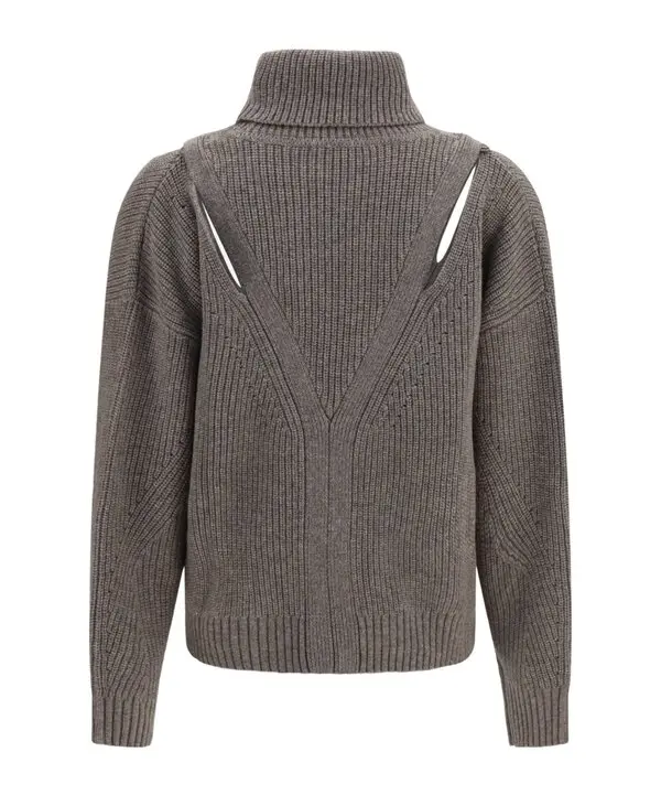 P.a.r.o.s.h Cutout Shoulder High Neck Knitted Sweater