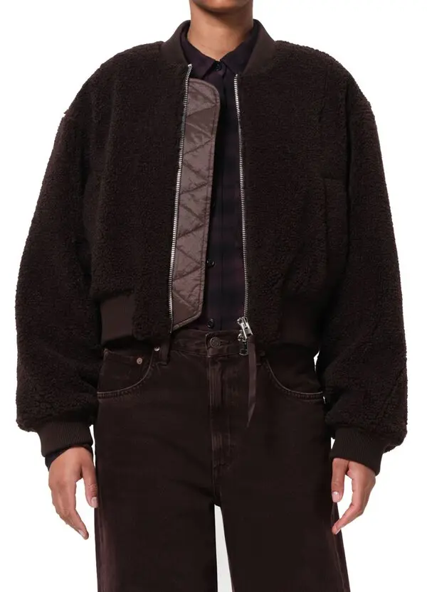 AGOLDE Long Sleeve Bomber Jacket With Ribbed Trims