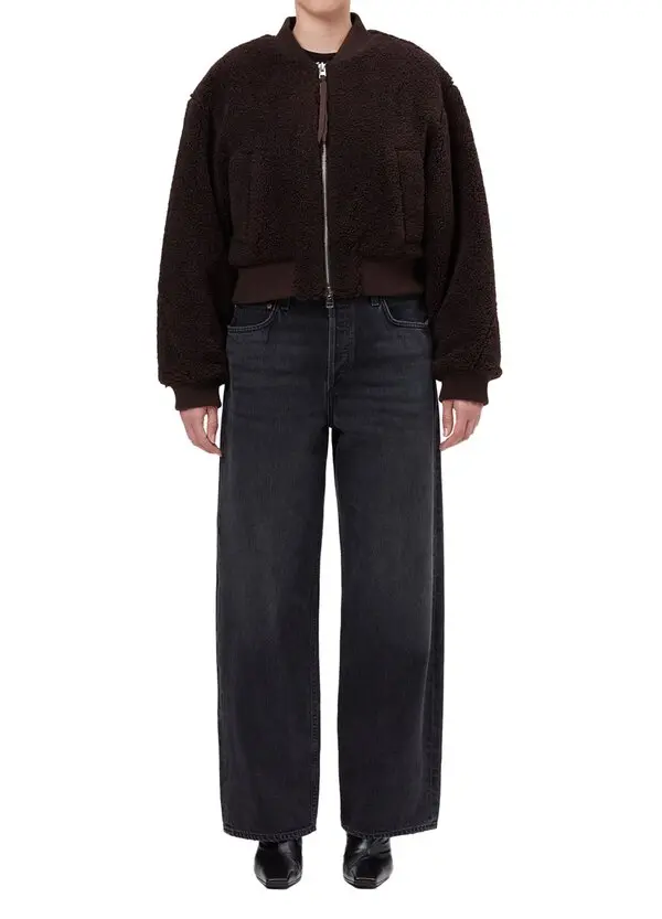 AGOLDE Long Sleeve Bomber Jacket With Ribbed Trims