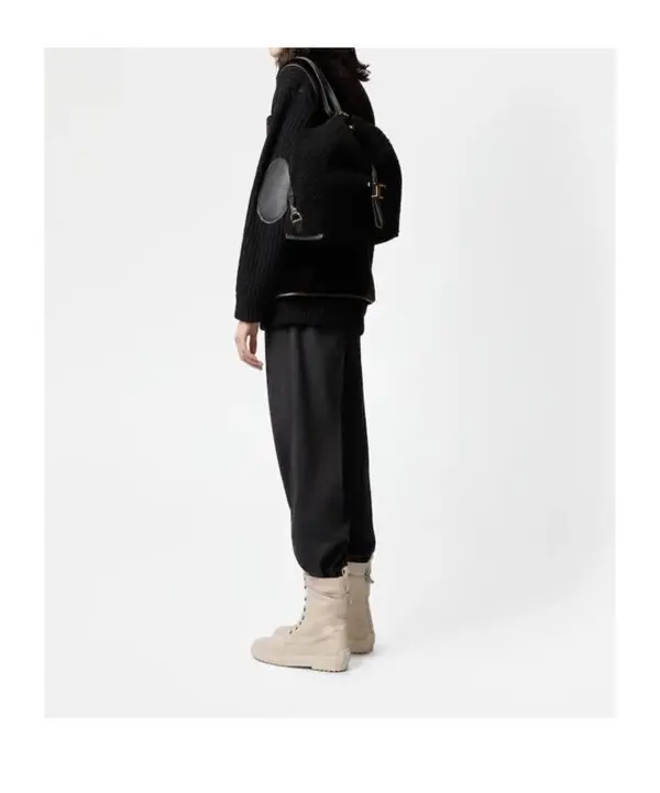 TOD'S T Plaque Shearling Tote Bag