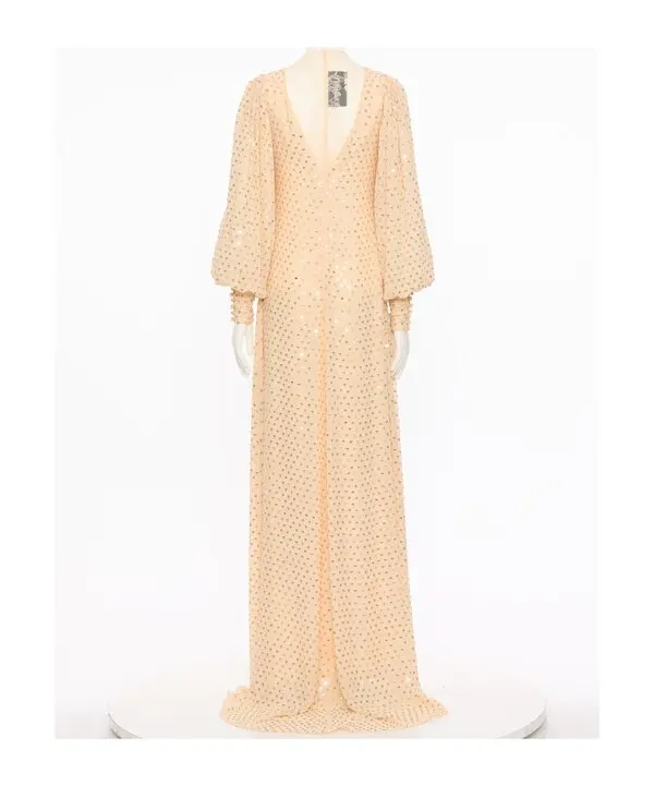 Valentino Garavani Embellished Long Sleeve V-neck Gown