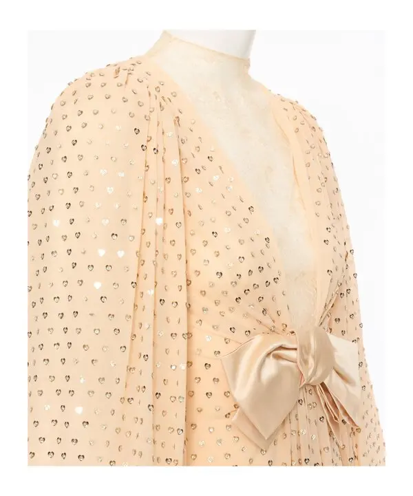 Valentino Garavani Embellished Long Sleeve V-neck Gown