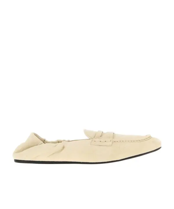 Miu Miu Suede Logo Loafers - Ivory
