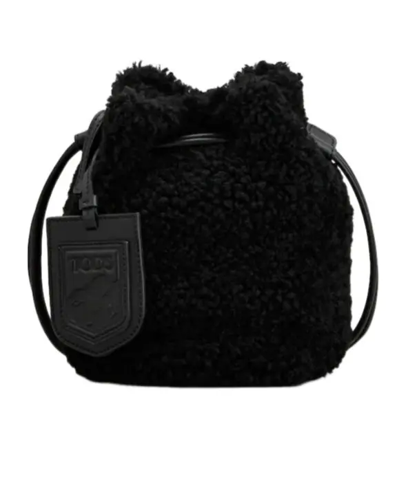 TOD'S Micro Shearling Bucket Bag - Black